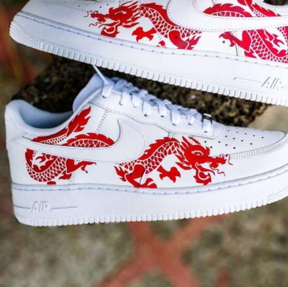 Nike | Shoes | Nike Af Dragon Custom Red | Poshmark